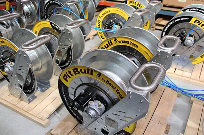 Heavy duty compact safer direct drive reel system - Pit Bull™